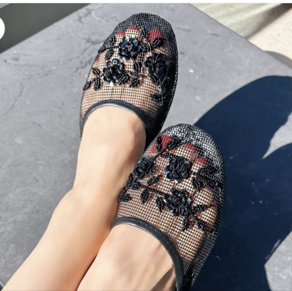 Easy | Shoes | Nwt Vintage Easy Womens Mesh Slip On Flats With Beaded ...